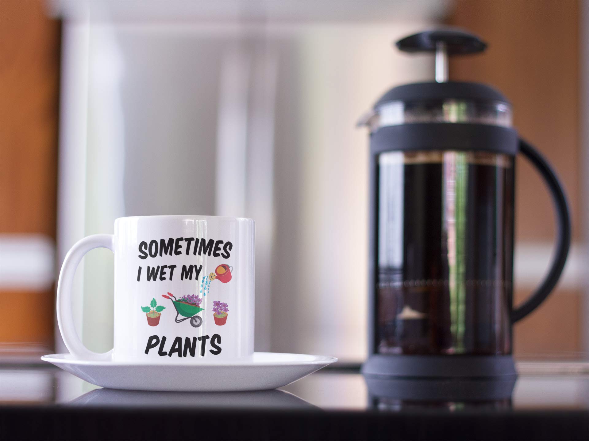 Plant Lovers Gifts. Gardening 11 Ounce Coffee Mug for Gardeners. Sometimes I Wet My Plants. Gift idea for Mom or Dad. (White)