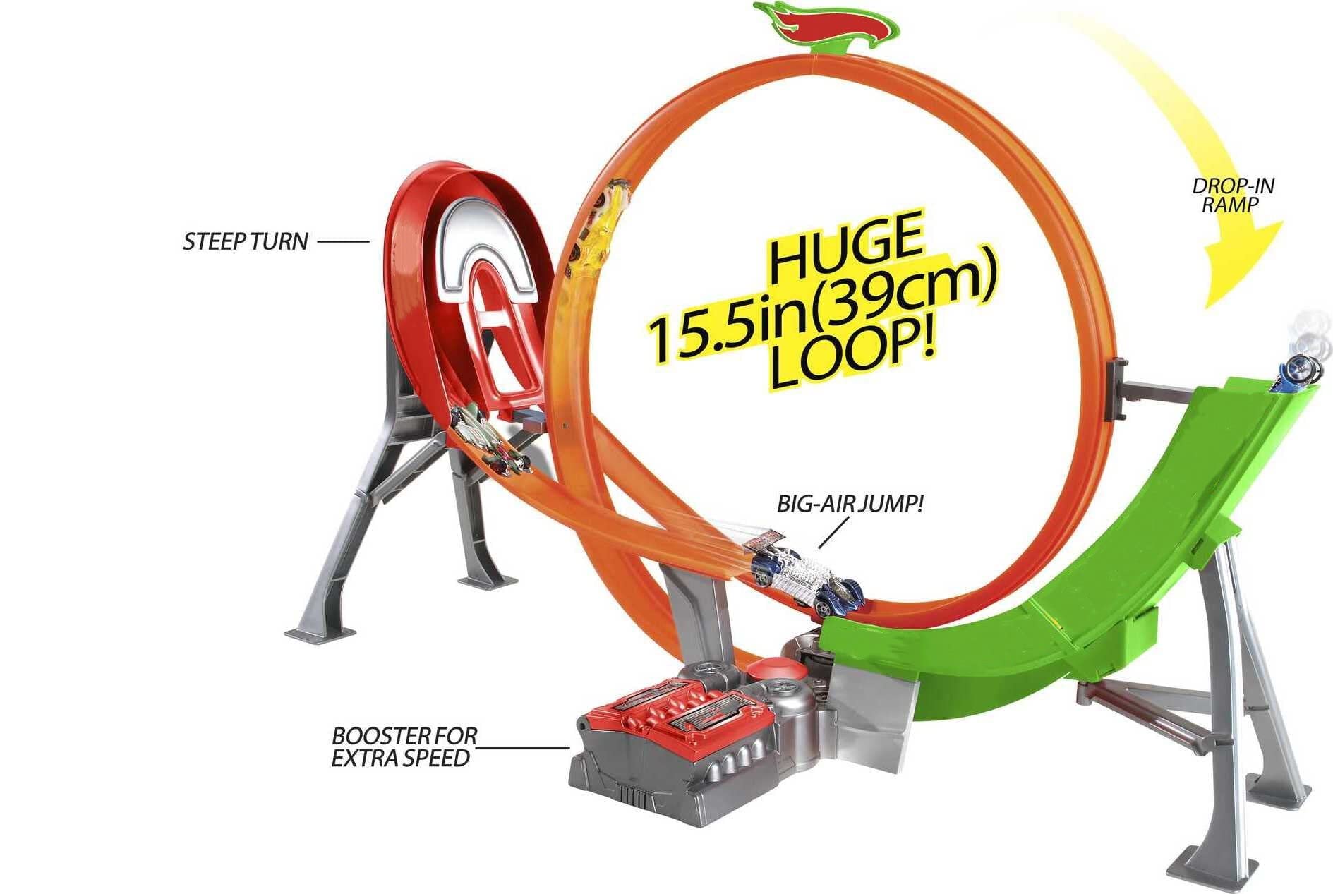 Motorized Raceway Track Set with 5 Mini Cars Included Gift for Kids Ages 5 +