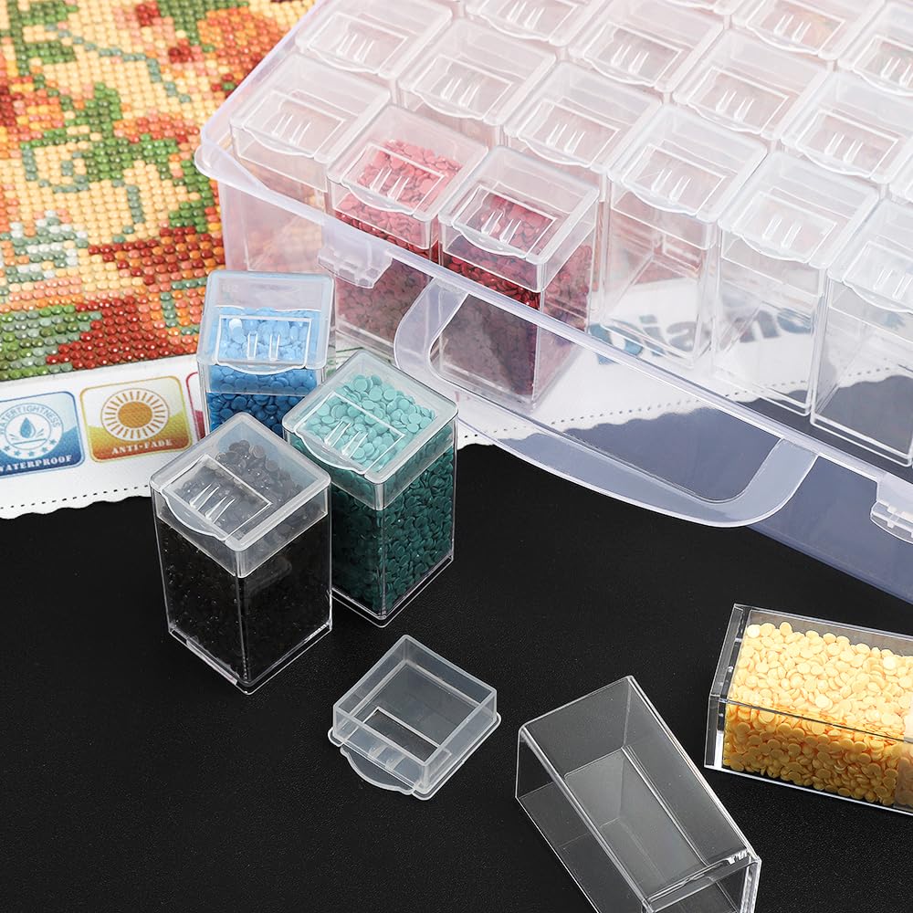 WELYEA 1 Pack 32 Grids Diamond Painting Storage Containers, Bead Organizer and Storage, Diamond Painting Accessories, Diamond Art Storage, Diamond Dots Storage