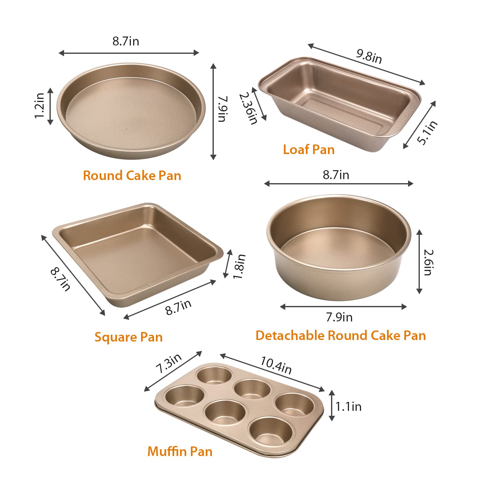 Nonstick Bakeware Sets Baking Pans Set Toaster Oven Trays, Kitchen Baking Essentials with Pizza Pan Cake Pan Bread Loaf Box Muffin Pan Cookie Sheet