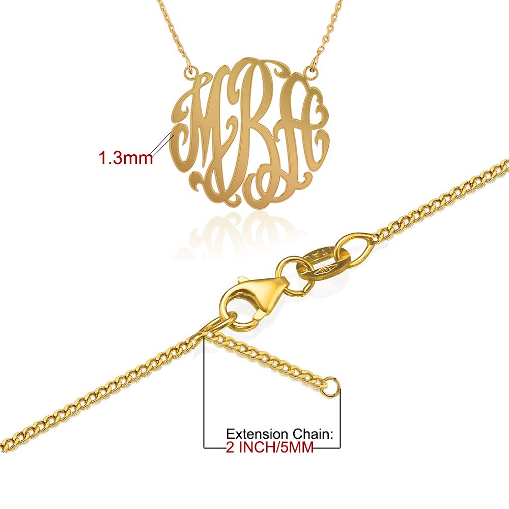 JOELLE JEWELRY Personalized Name Necklace Monogram Initial Sterling Silver-Customized Pendant with Your Initials