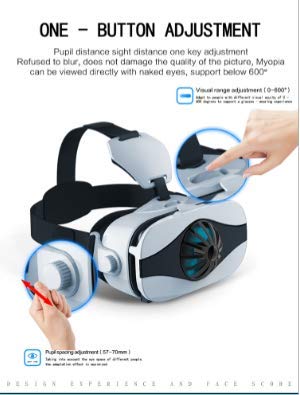 LONGLU VR Headset Compatible for iPhone and Android Phone,3D Virtual Reality VR Glasses with Blue Light, Fan Viewer for TV,Movies & Video Games IMAX, Support 4.0-6.3”Large Screen Smartphone.