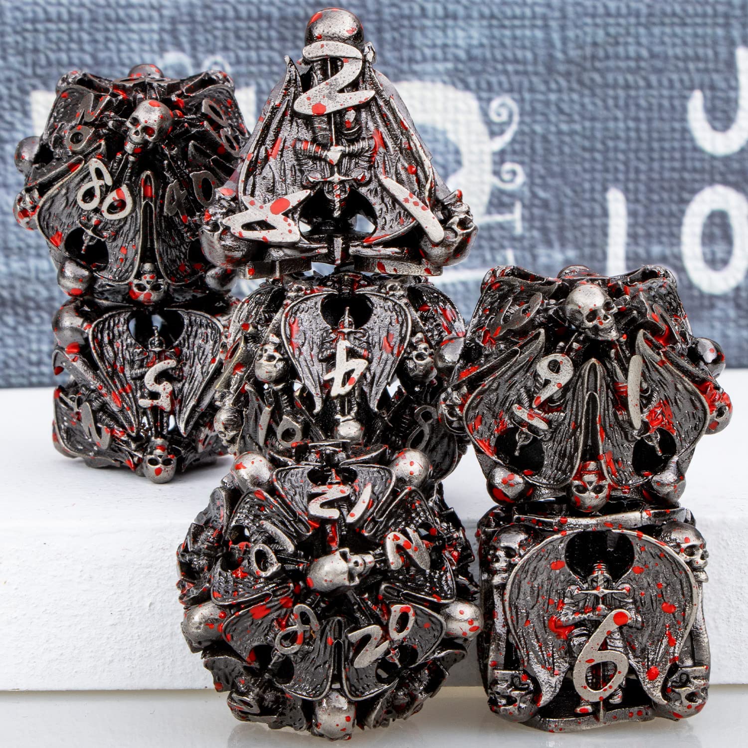 ORIFANTOU Hollow Metal DND Dice Set - Unique Swordsman Design Dice with Gift Box 7 PCS D+D Polyhedral Dice, D&D Dice for Dungeons and Dragons Role Playing Dice D and D Dice Set D20 D12 D10 D8 D6 D4
