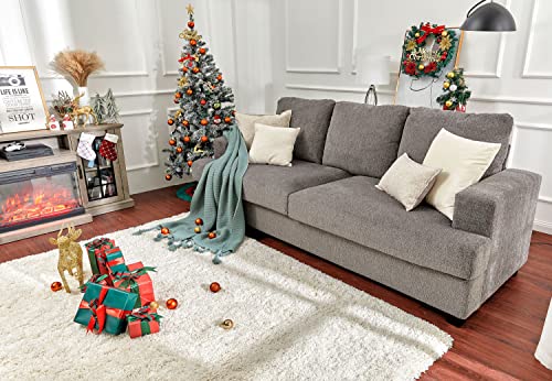 WEPATIO Sofa, Deep Seat Sofa-Contemporary Chenille Sofa Couch, 3 Seater Sofa for Living Room-Oversized Sofa, Grey Comfy Sofa