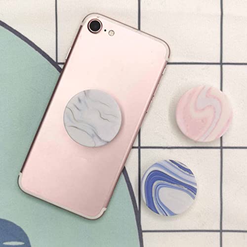ZSDLHY Phone Stand Compatible with popsocket Phone/Tablets Grips for iPhone Android(3 Pack) - Silver Blue Pink Striped Marble