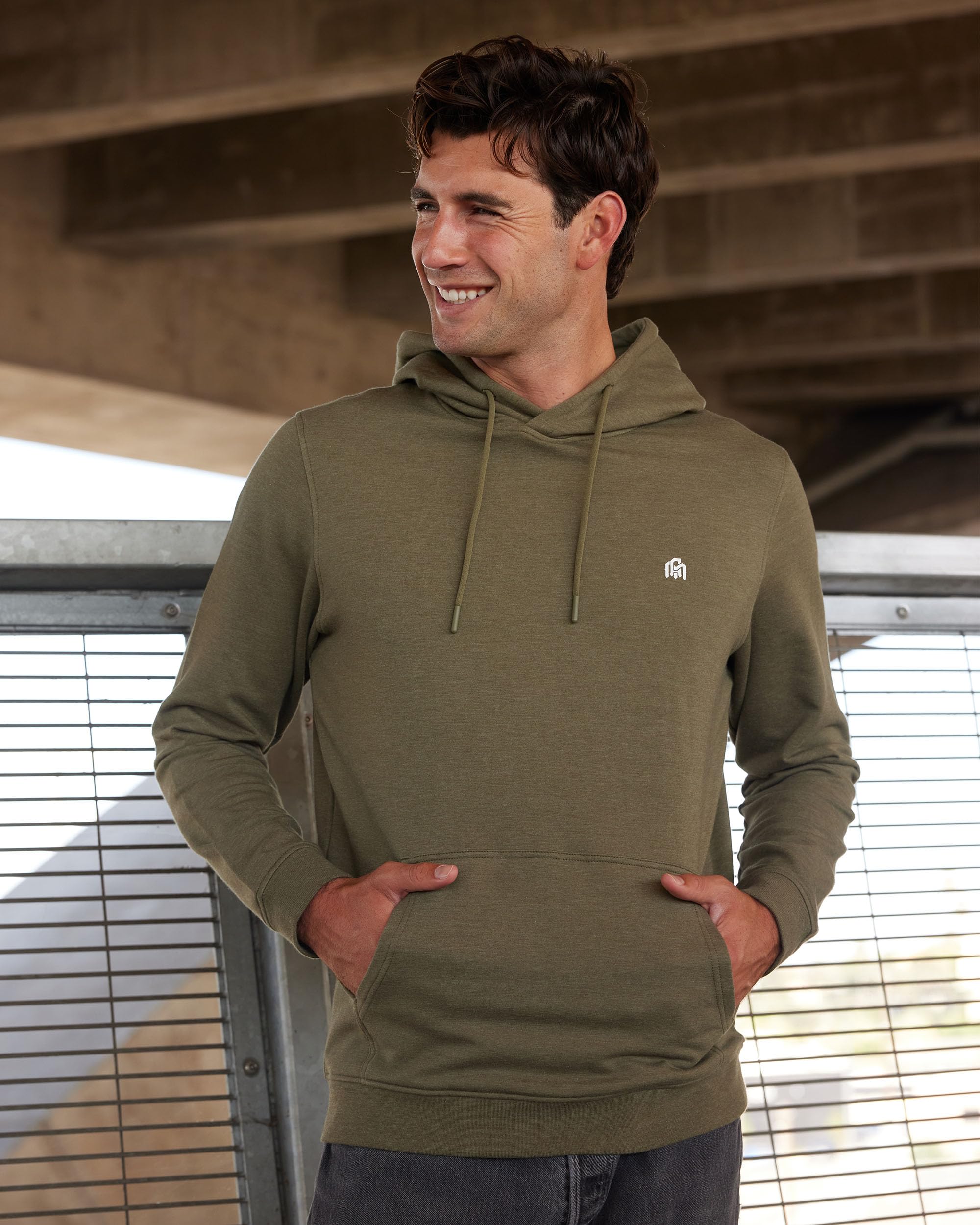 INTO THE AM Pullover Hoodies for Men - Lightweight Casual Fleece Slim Fit Basic Pullover Sweatshirt (Beige, Large)