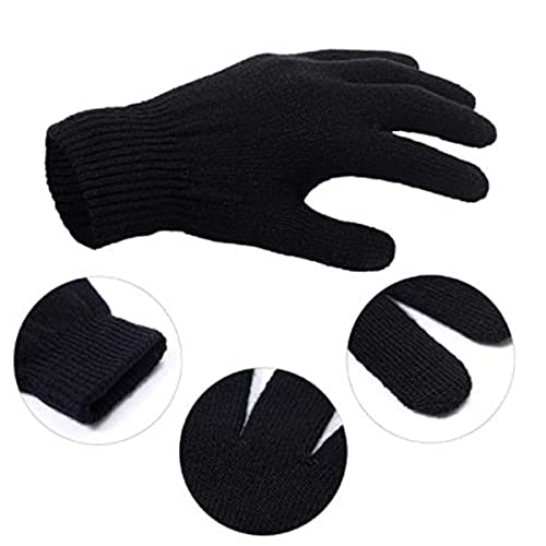 PitLite Knit Gloves Winter Magic Stretch Gloves Unisex Warm Full Fingers Gloves (2 Pairs, Black)