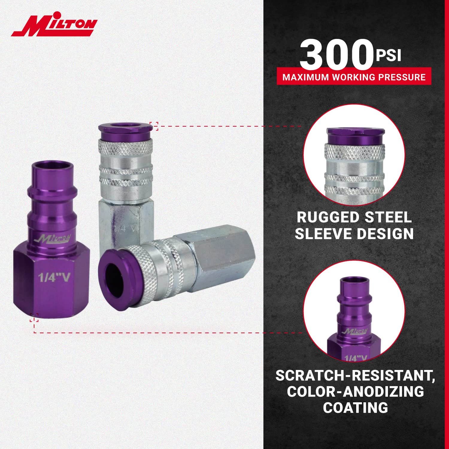 Milton S-314VKIT Kit, 14pc Hi-Flo V style 1/4", Purple