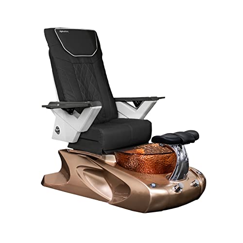 Viggo II FX Shiatsulogic Pedicure Chair Metallic Gold Stylish Pedicure Tub w/Discharge Pump & Pipe-Less Magnetic Jet Pedicure Spa, Black Cover Set