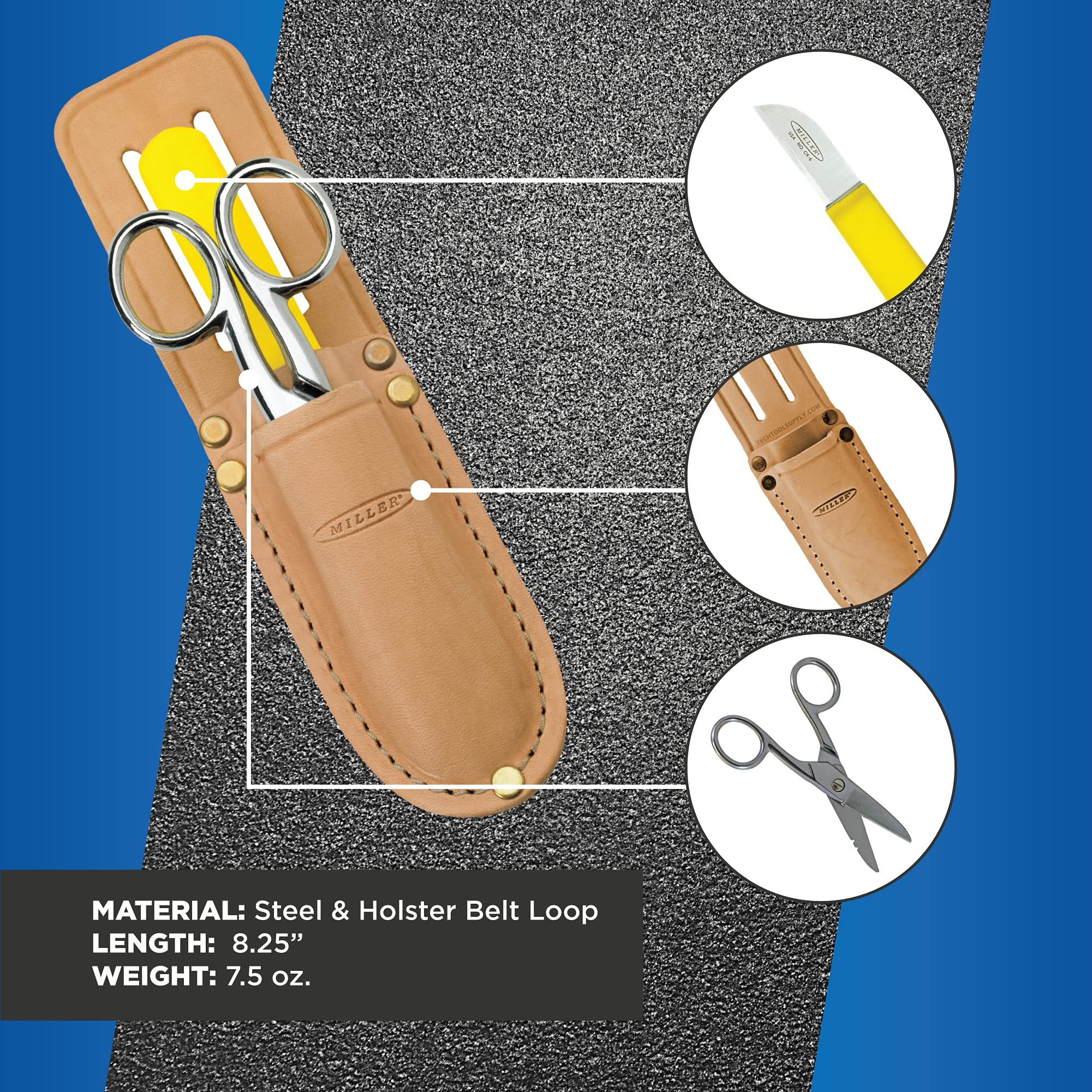 Miller 925CS Series Kit, Electrician Tools, Splice Knife and Scissors with Sheath and Belt Loop, Splicing Tools for Professional Technicians