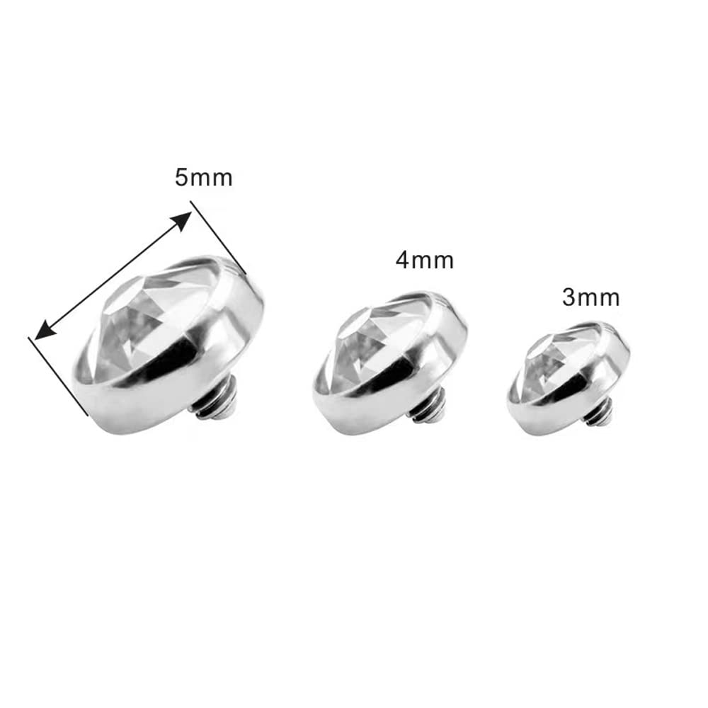 Piercingpops 9Pcs 14g Stainless Steel Cubic Zirconia/Opal Dermal Anchor Tops and Base Microdermals for Body Piercing (B: 9PCS-Mixed Style)