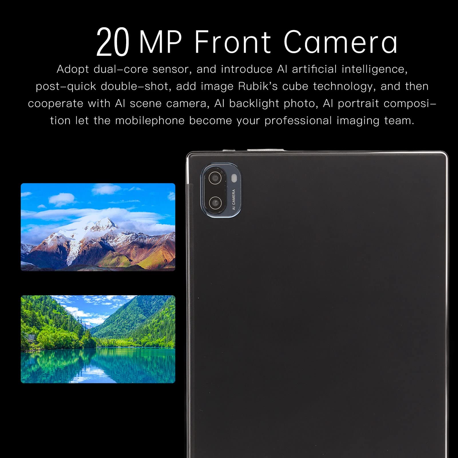 Septpenta 10.1in Tablet for Android 11, 8G 256G 1960X1080 2.5D Curved Glass IPS HD Touchscreen 8 Core 4G Calling Tablet, 8MP 20MP 6000mAh 2.4G 5G WiFi 178° Viewing Angle 100‑240V(USA)