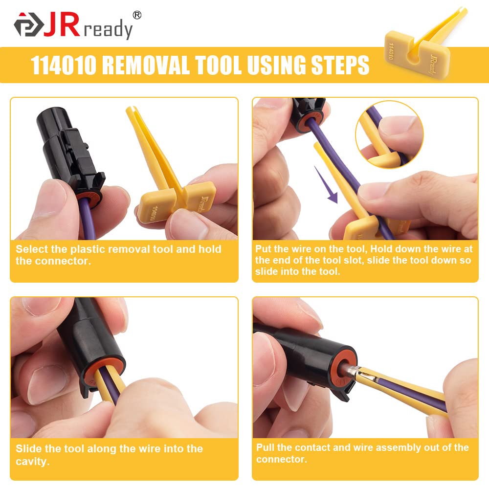 JRready ST5236 Deutsch Pin Extractor Tool for 16#12#20# Solid/Stamped Contacts 10-22 AWG, Terminal Removal Tool Kit with Steel DRK-RT1 for Deutsch DT,DTM,DTP Series Connector 13PCS