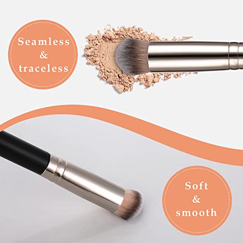 WLLHYF Concealer Brush Foundation Brush, Eye Mini Angled Flat Top Kabuki Nose Contour Brush, Liquid Blending Mineral Powder Makeup Tools (14 x 145mm, Long)