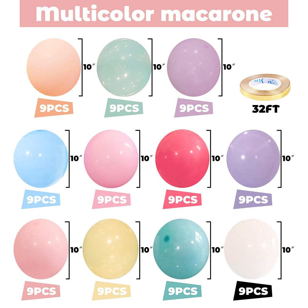 Kalyerparty Pastel Balloons,100 Pcs 10inches Assorted Pastel Balloons for Birthday Baby Shower Party Decorations