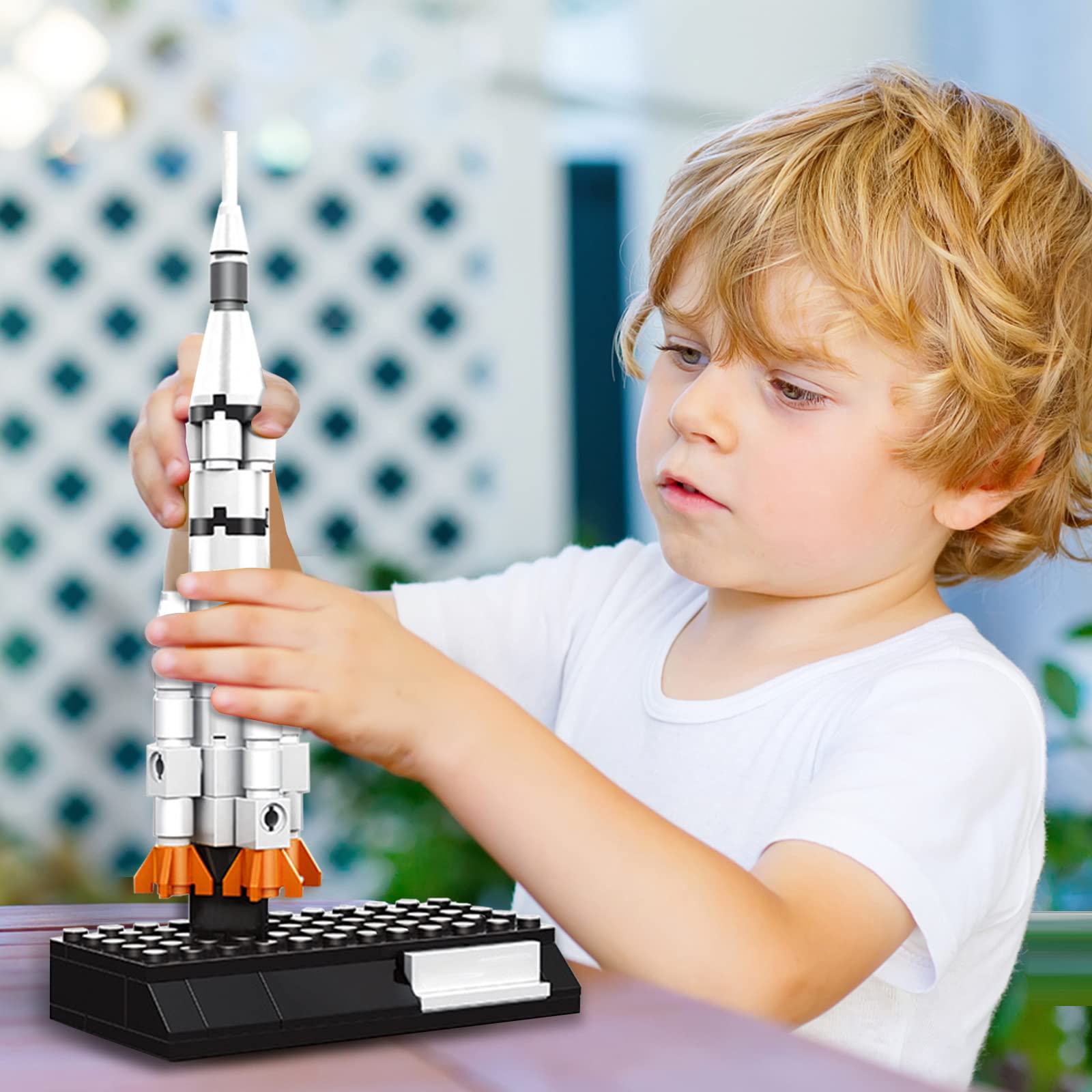 SAIEMNOOET Rockets Ship Launch Building Kit 76Pcs Aerospace Series Space Model Block Science Educational Kids Toys Boy Girl Christmas Gift
