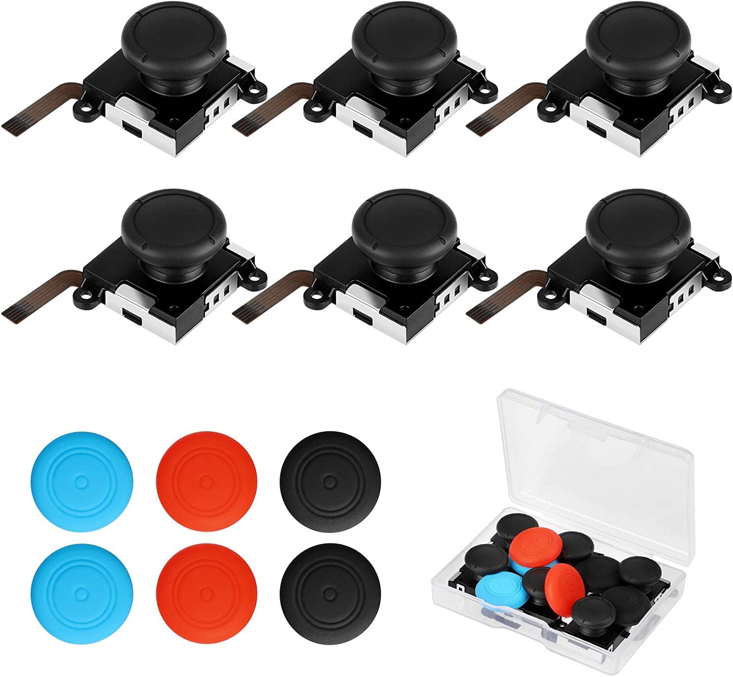 Linkstyle 3D Joystick Analog Thumb Sticks with Caps, Compatible with Nintendo Switch Lite Left and Right Joysticks, 6PCS