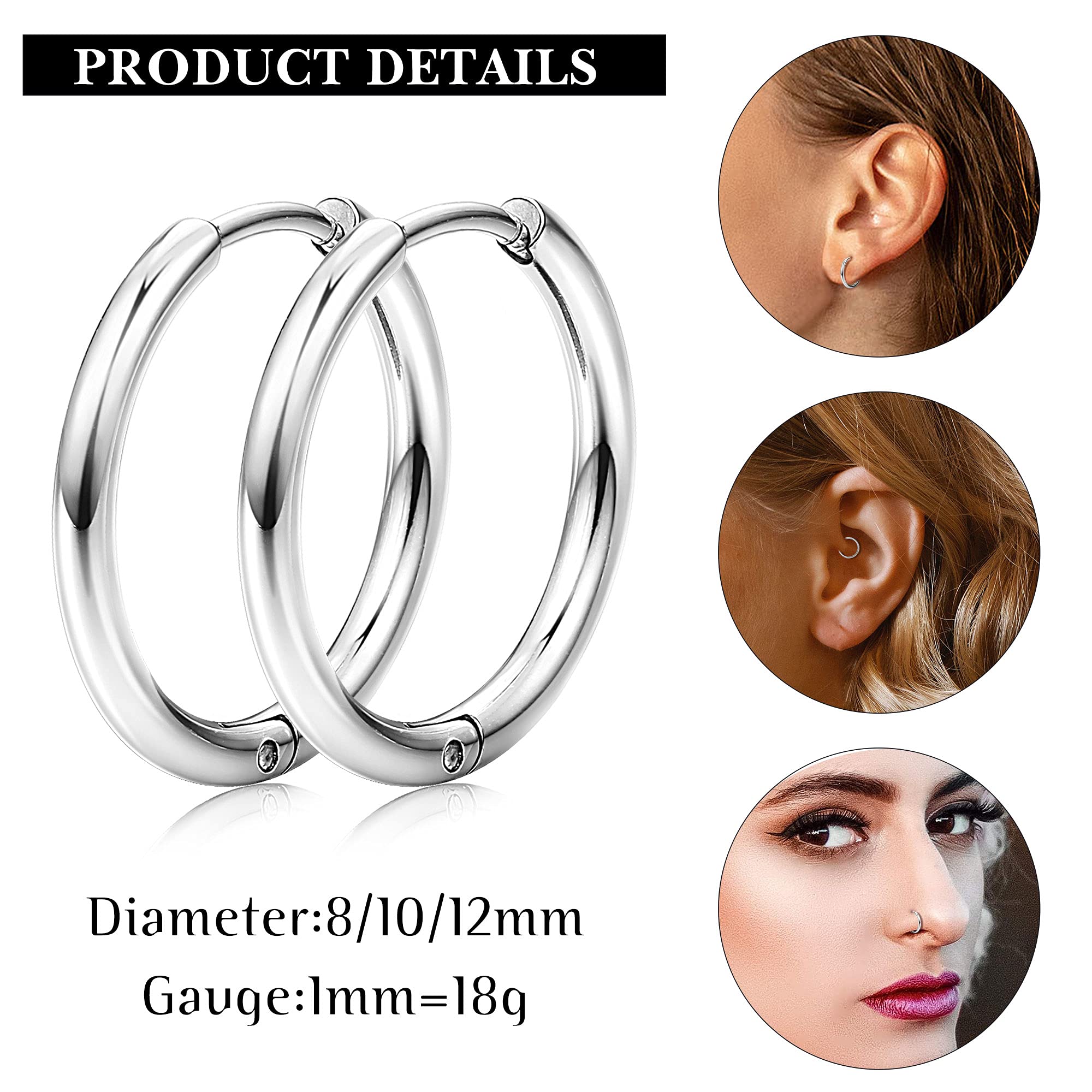 LOLIAS Small Flat Back Earrings Hypoallergenic Surgical Steel Earrings 14K Gold Plated Stainless Steel Stud Earrings for Women Men Tiny Stud Hoop Cartilage Earring