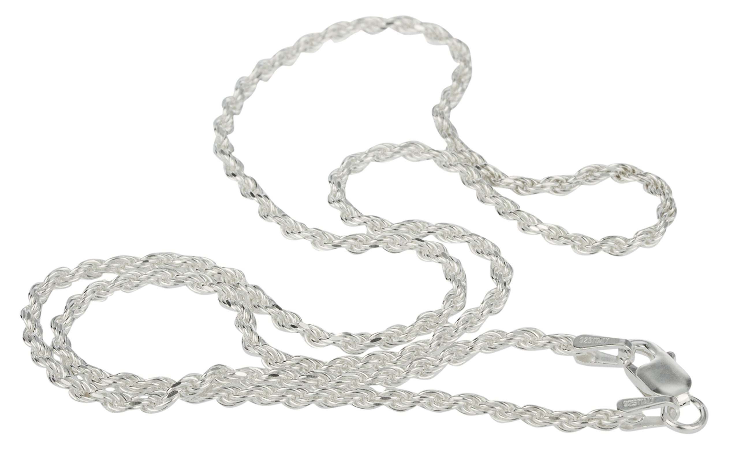 JOTW Sterling Silver 2mm Rope Chain (Sterling-Sterling Silver, 20 Inches) (I-2591)
