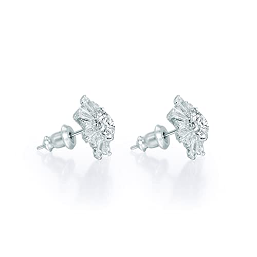 missaqua Chic Snowflake Sterling Silver Clear Cubic Zirconia Stud Earrings Jewerly Gift for women