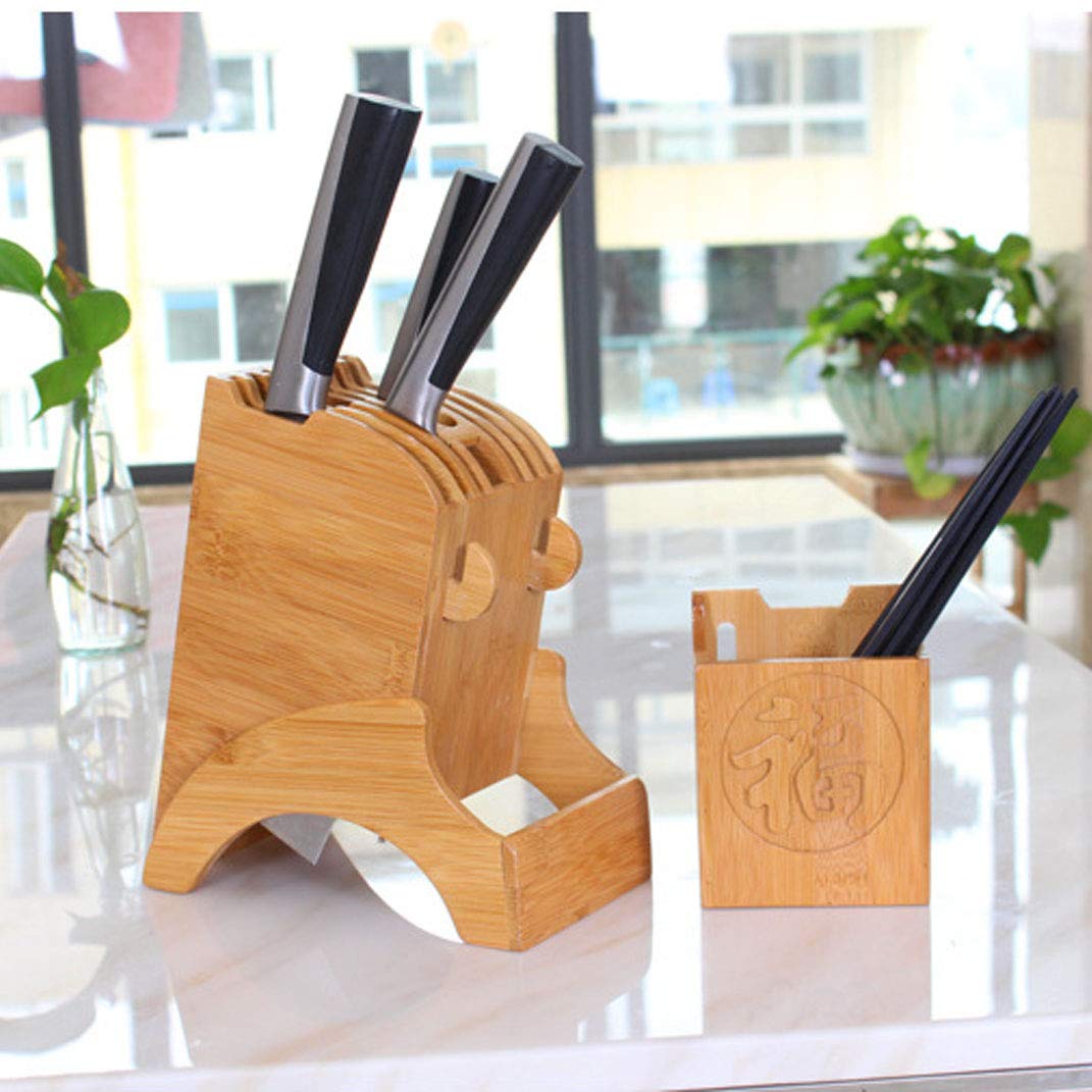 knife holder,Bamboo Knife Storage Block,kitchen knife holders without knives Hold Multiple Large Blade Knives Knife not includes knife holder 1pack yellow