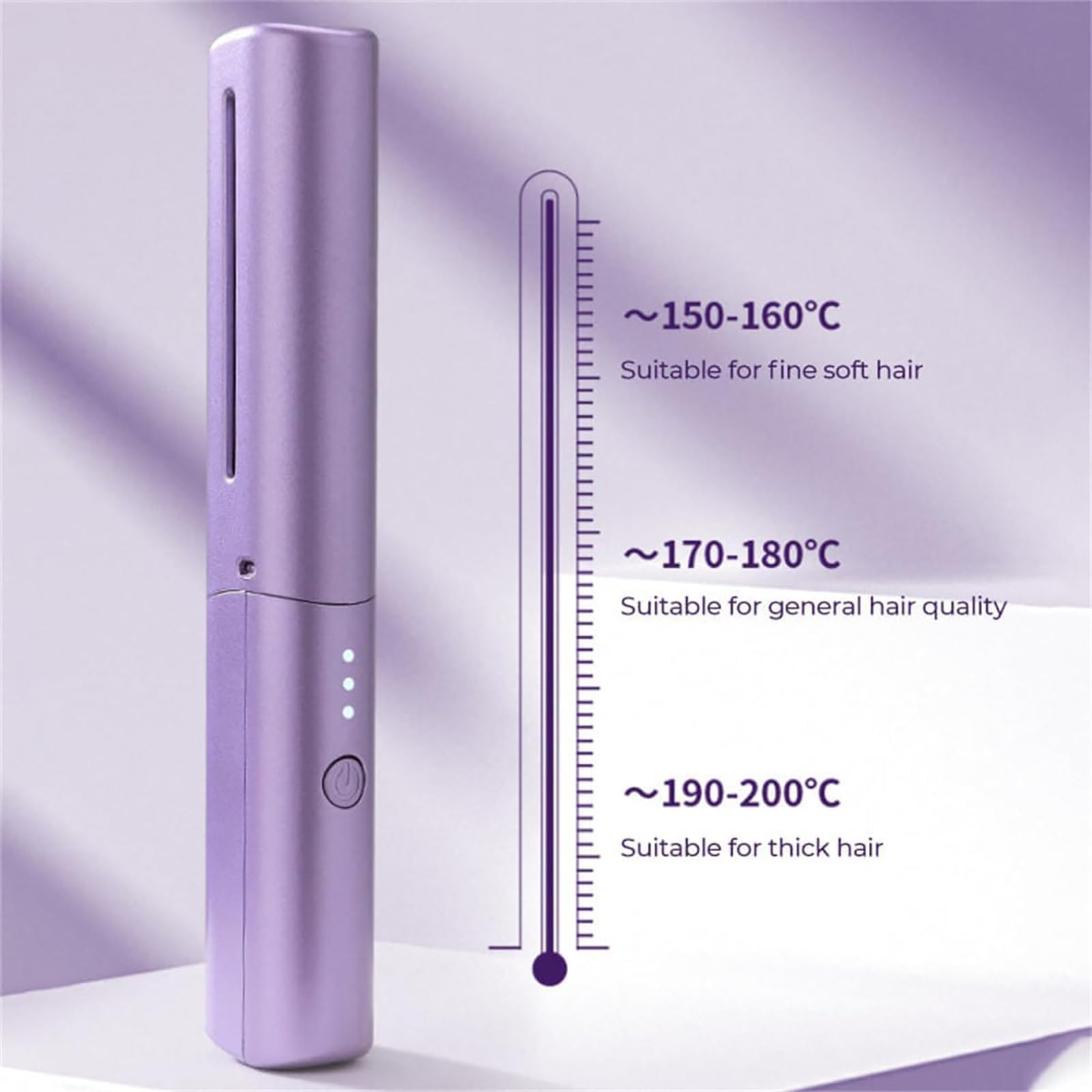 IOCARE Rechargeable Mini Hair Straightener, Rechargeable Cordless Curling Iron, Three Temperature Adjustable Flat Iron, Portable Hair Straightening Brush
