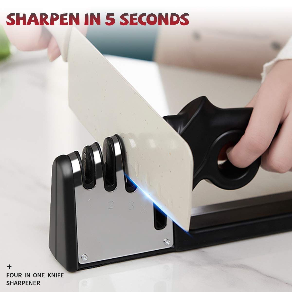 Knife Sharpener,DOXILA Kitchen Knife Sharpener 4 Stage Knife Sharpening Tools Help Helps Repair Restore and Polish Blades,Scissors also can be Sharpened
