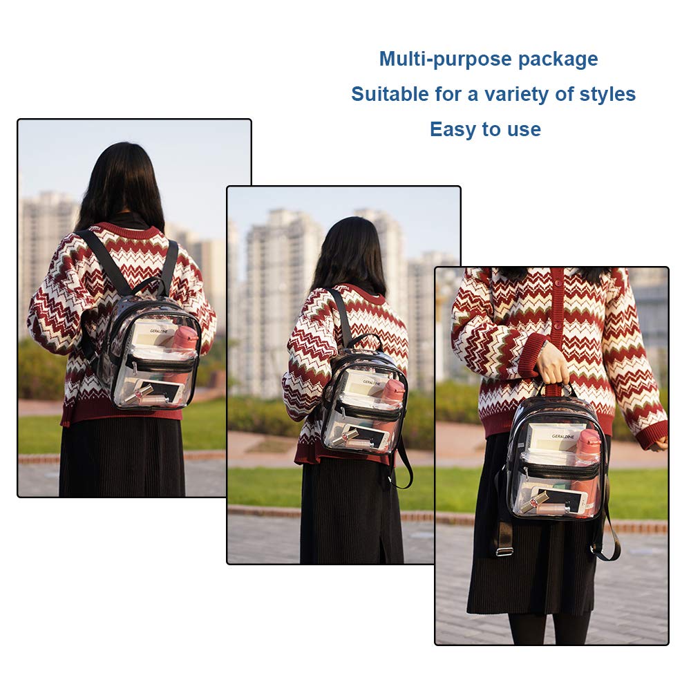 Mini Clear Backpack,Stadium Approved Clear Backpack with Front Accessory Pocket, Heavy Duty See Through Backpack for Festivals, Concerts,Sporting Events