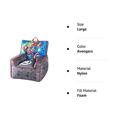 Idea Nuova Marvel Avengers Toddler Nylon Bean Bag Chair with Piping & Top Carry Handle, Large