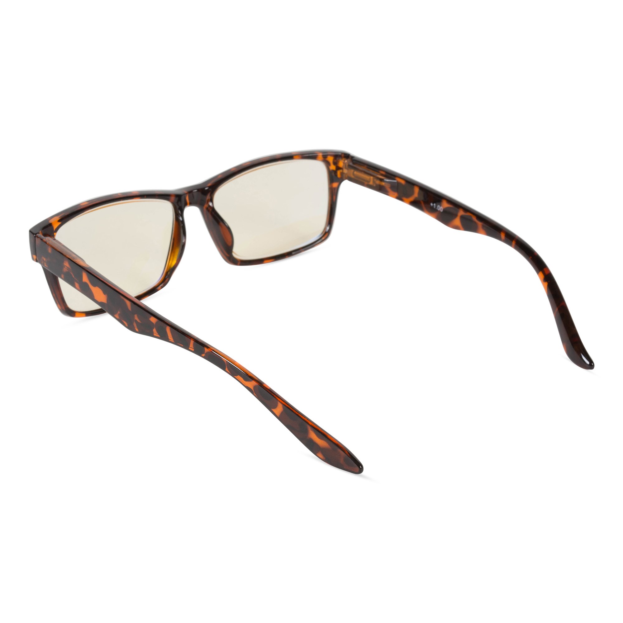 Inner Vision Eye Strain Relief Computer Screen Reading Glasses w/Case - Anti Blue Light, Anti Glare, Scratch Resistant, & Spring Hinges - Unisex, (4.0 x Magnification), Brown Tortoise