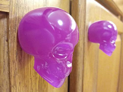 Purple Skull Cabinet Knobs/Drawer Knobs (Black Light Activated) (Set of 2)