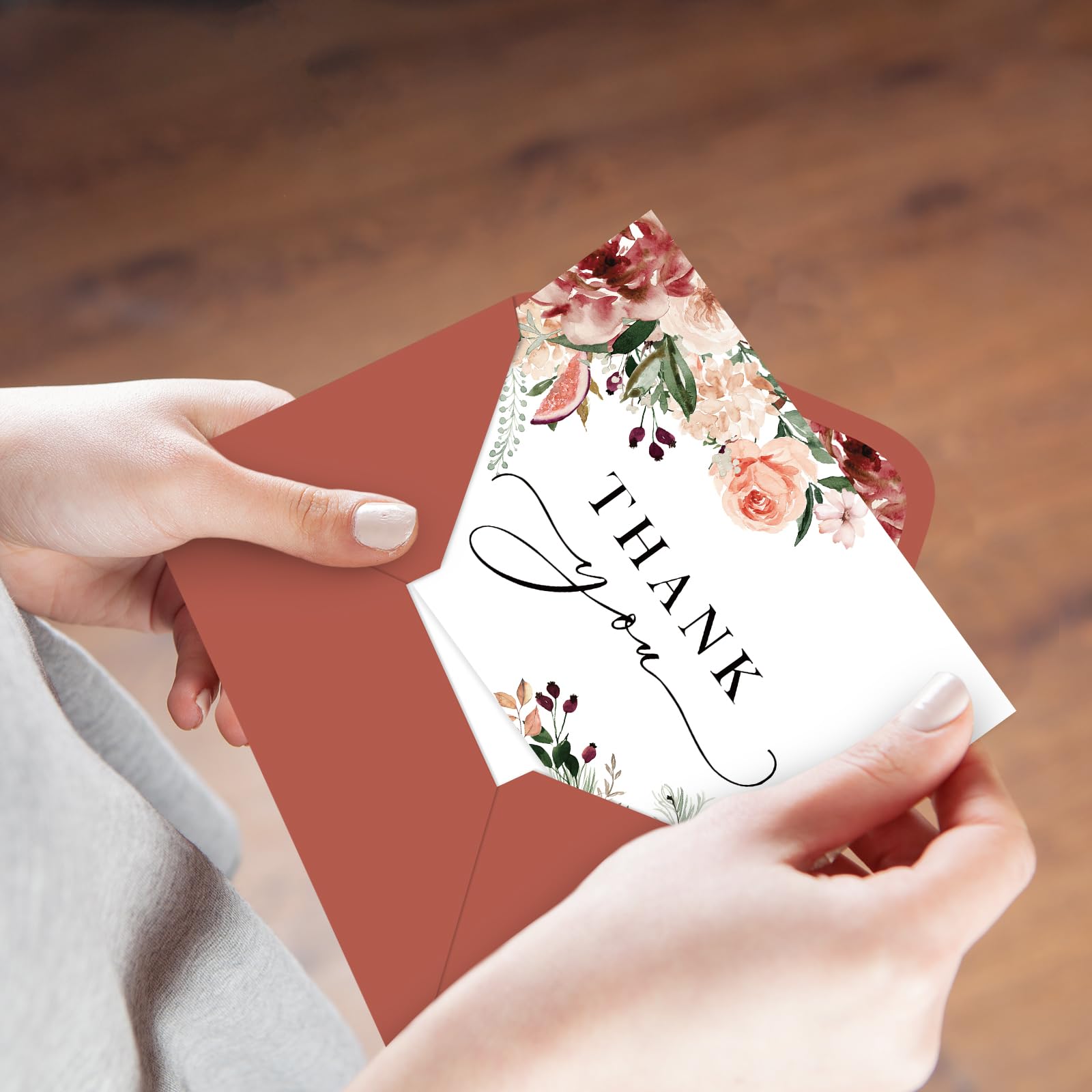 Whaline 24 Pack Floral Thank You Cards Bulk Watercolor Flower Thank You Note Cards with Envelopes Stickers for Fall Wedding Bridal Shower Birthday Invitation