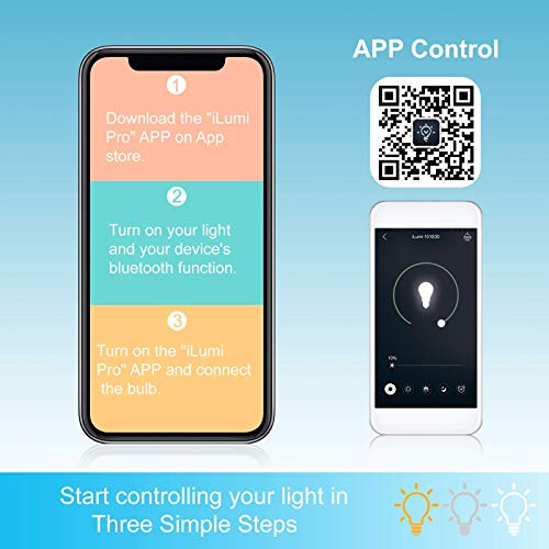 LVJING Smart Light Bulb 14W (60W Halogen Bulbs Equivalent) E26 LED Bulb with APP and Remote Control, Warm-Cold White Dimmable (2700K-6000K) Light Bulb for Party Home Decoration