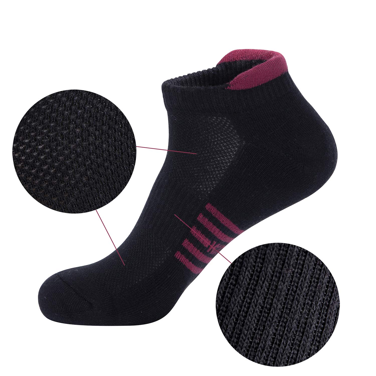 KONY Cotton Cushioned Ankle Socks for Men and Women - Low Cut Athletic Running Tab Socks (6 Pairs) (Dark Gray, Medium)