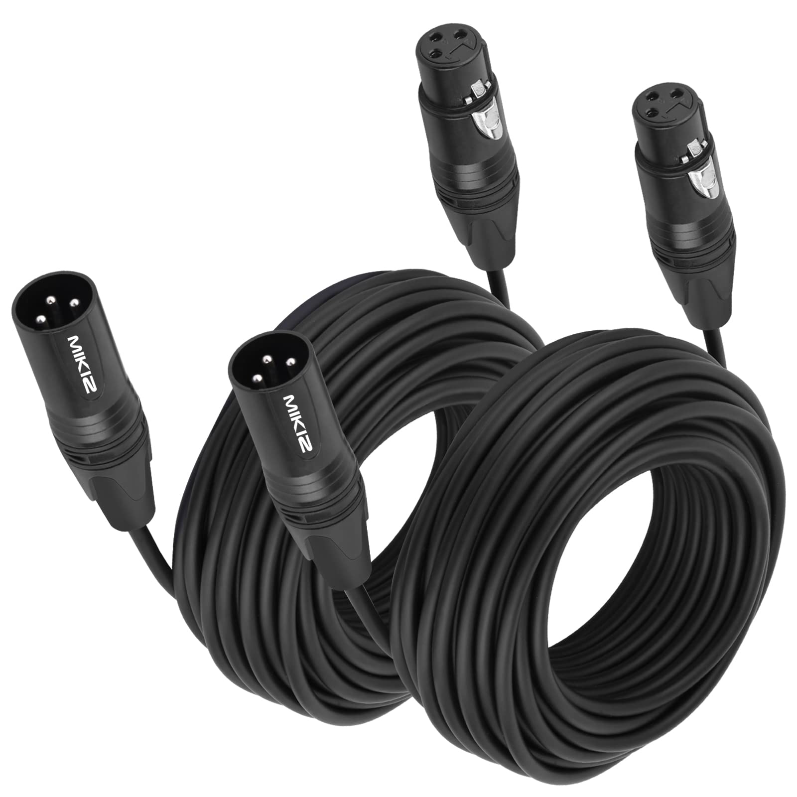 MIKIZ DMX Cables 50 Ft 2 Packs - Pro 3 Pins DMX Male to Female Stage Signal Lighting Cables