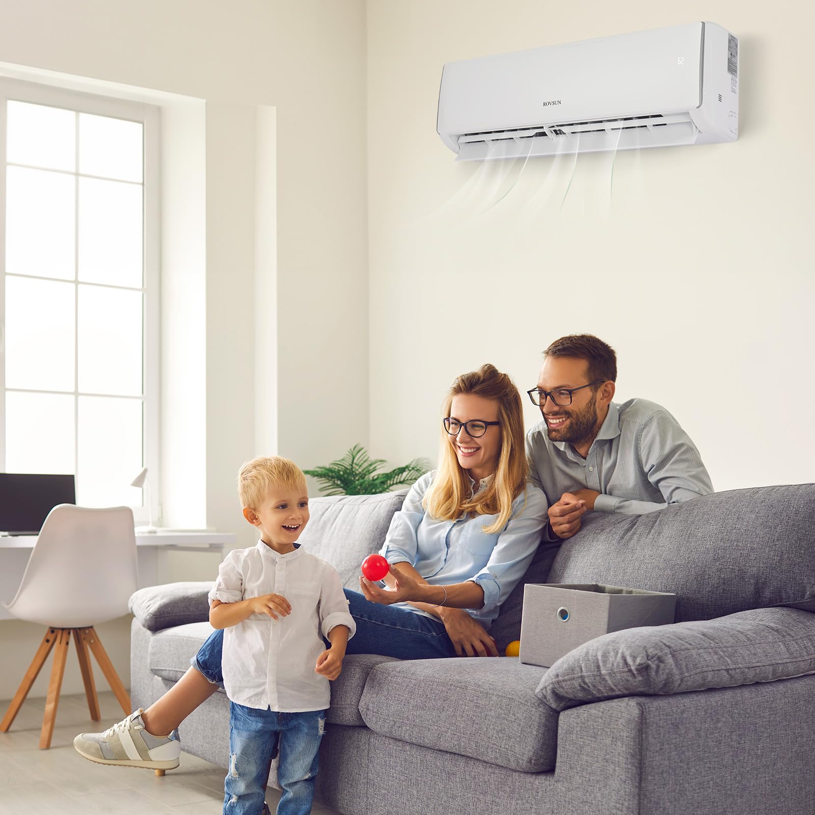 ROVSUN 11000 BTU Wifi Enabled Mini Split Air Conditioner & Heater, 17 SEER2 115V Inverter Ductless Wall AC Unit with Pre-Charged Condenser, Heat Pump & Installation Kit