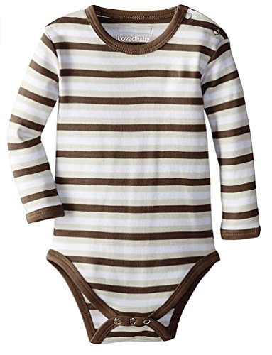 L'ovedbaby Unisex-Baby Newborn Organic Long-Sleeve Bodysuit, Bark Stripe, 6-9 Months