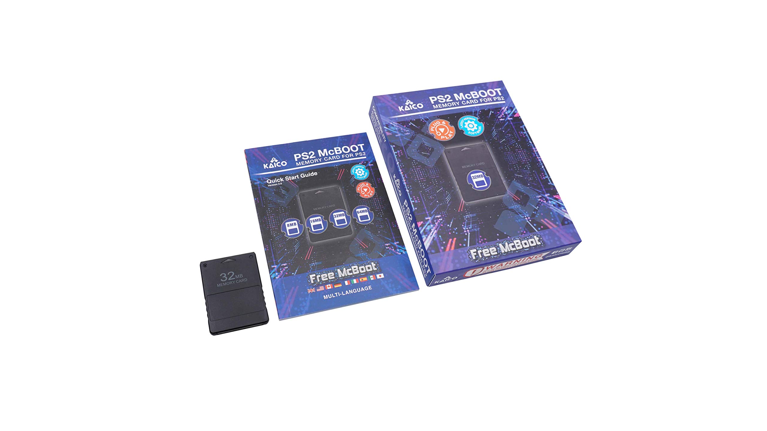 Kaico Free Mcboot 32MB PS2 Memory Card Running FMCB PS2 Mcboot 1.966 for Sony Playstation 2 - FMCB Free Mcboot Your PS2 - Plug and Play - Playstation 2 CFW McBoot 1.966