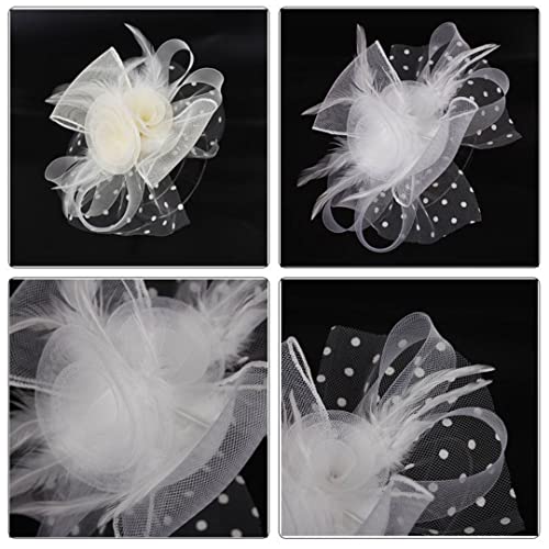 Lace Cocktail Hat Vintage Solid Hair Accessorie Girls Party s Hat Headwear Rose Red
