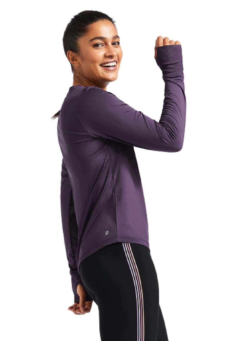 Peloton womens Warm Up Long Sleeve T Shirt, Purple, Large US