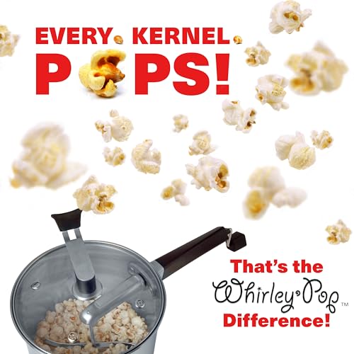 Platinum Series Whirley Pop Popcorn Maker - 6 Quart Stainless Steel Popcorn Popper, Popcorn Maker with Metal Gears, Wabash Valley Farms Stove Top Popcorn Maker (Stainless Steel)
