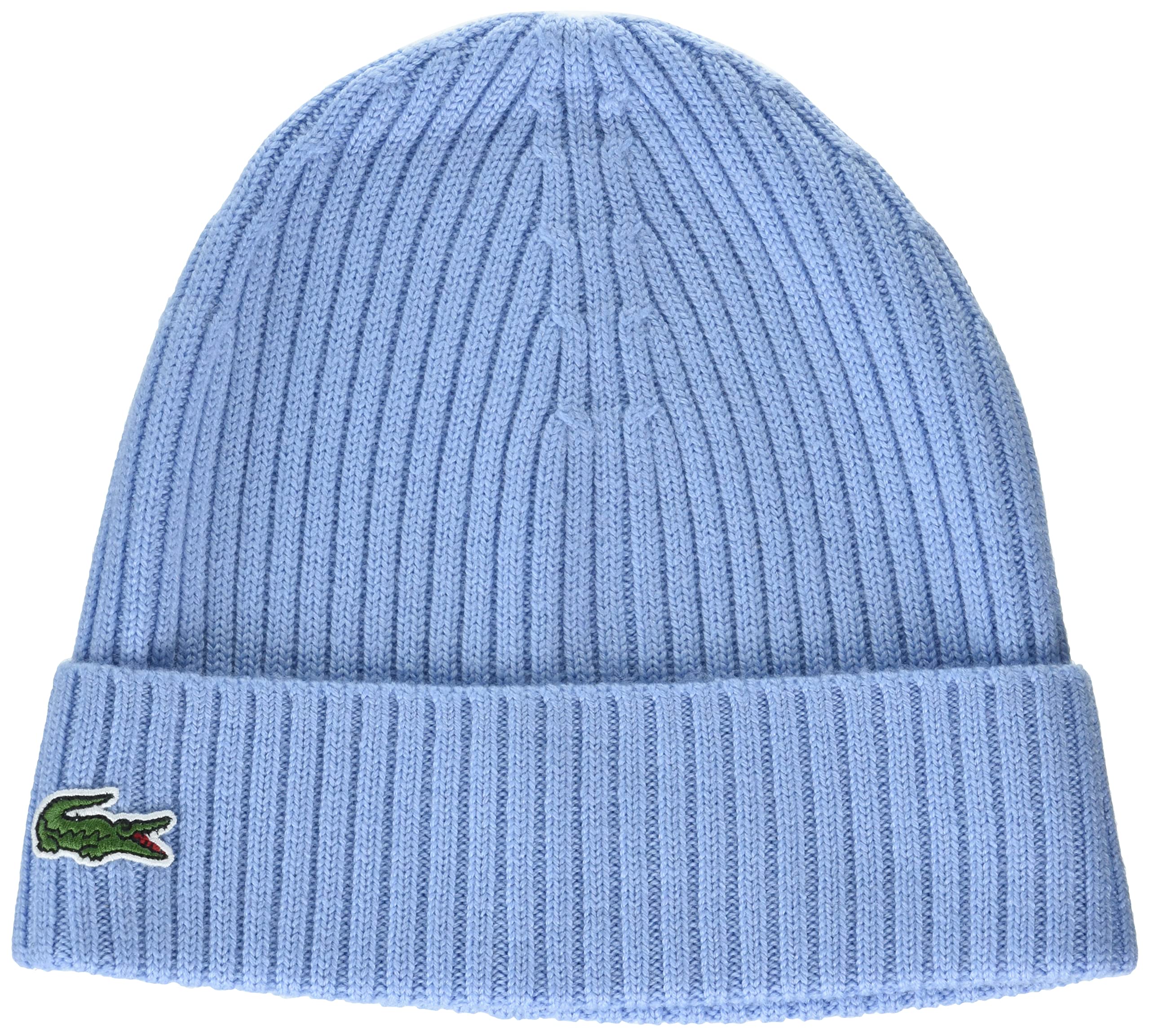 Lacoste Mens Small Croc Ribbed Knit Beanie Hat, Overview, One Size US
