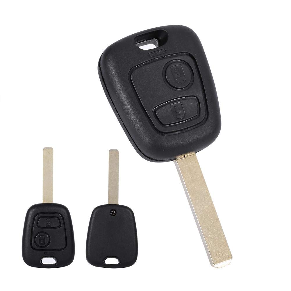 Key Shells, 2 Buttons Uncut Blank Blade Remote Car Key Fob Shell Case for 107 207 307 407