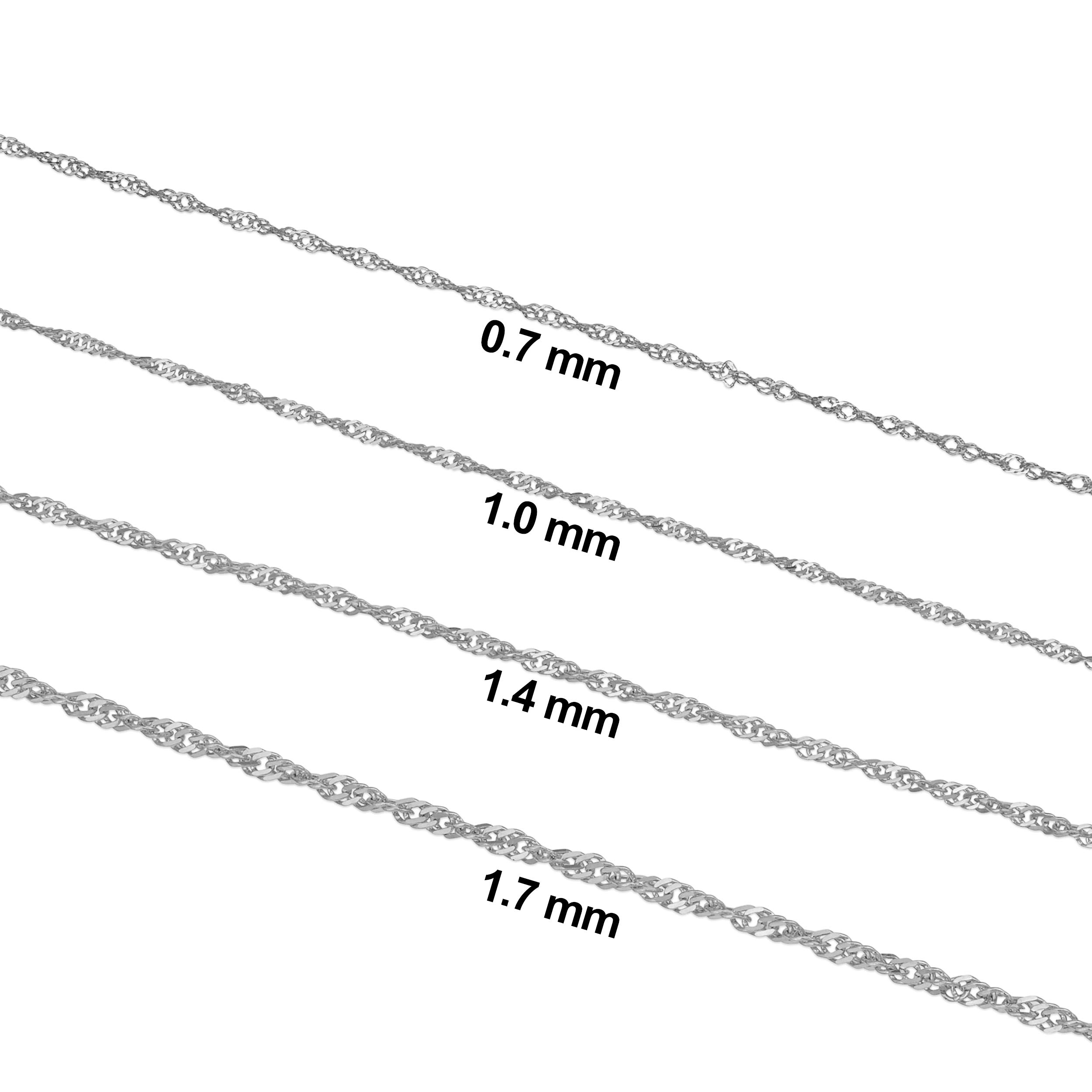 Kooljewelry 10k White Gold 1.4mm Singapore Chain Necklace (20 inch)