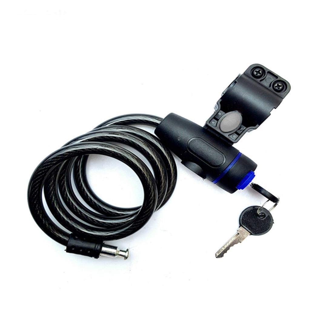 MACIMO Anti-Theft Bicycle Bike Lock Stainless Steel Cable Coil Security Lock with 2 Key (Color : Black)