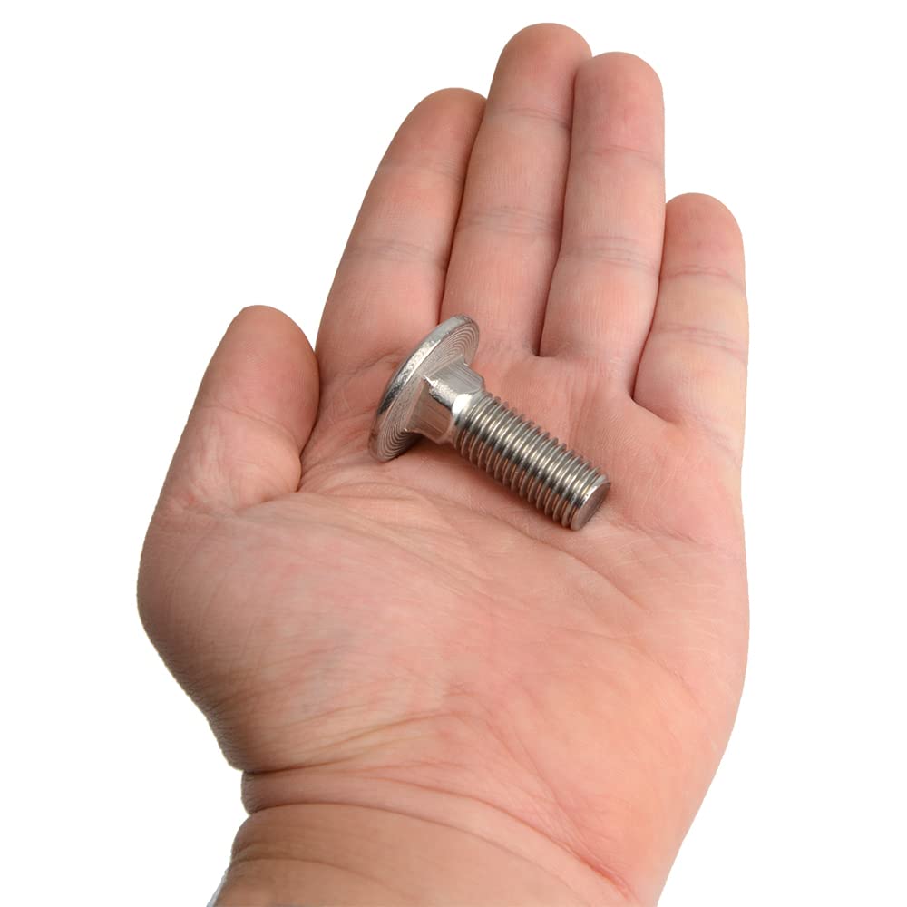 PENCK M12 Carriage Bolts, Thread Length 25mm/1", 304 Stainless Steel Carriage Bolt Screws, Round Head Square Neck Bolt Fasteners, Silver Tone, 6 Pcs