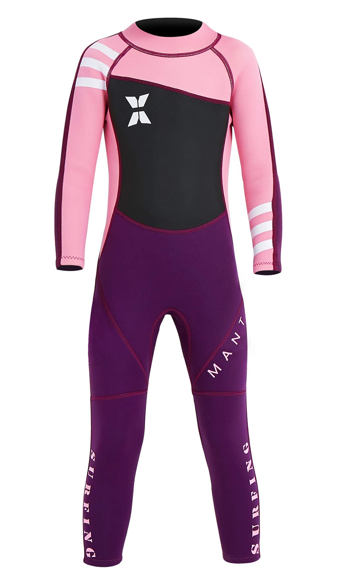 Kids Girls 2.5mm Wetsuit Long Sleeve One Piece Dive Skin UV Protection Thermal Swimsuit for Diving Snorkeling Swimming 10-11 Years Pink