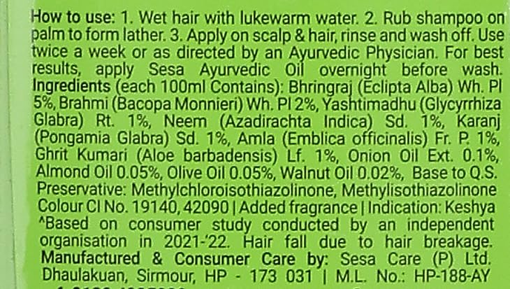 Sesa Anti Hair Fall Shampoo With Bringraj and Oinon - 80ml/2.70 Fl Oz