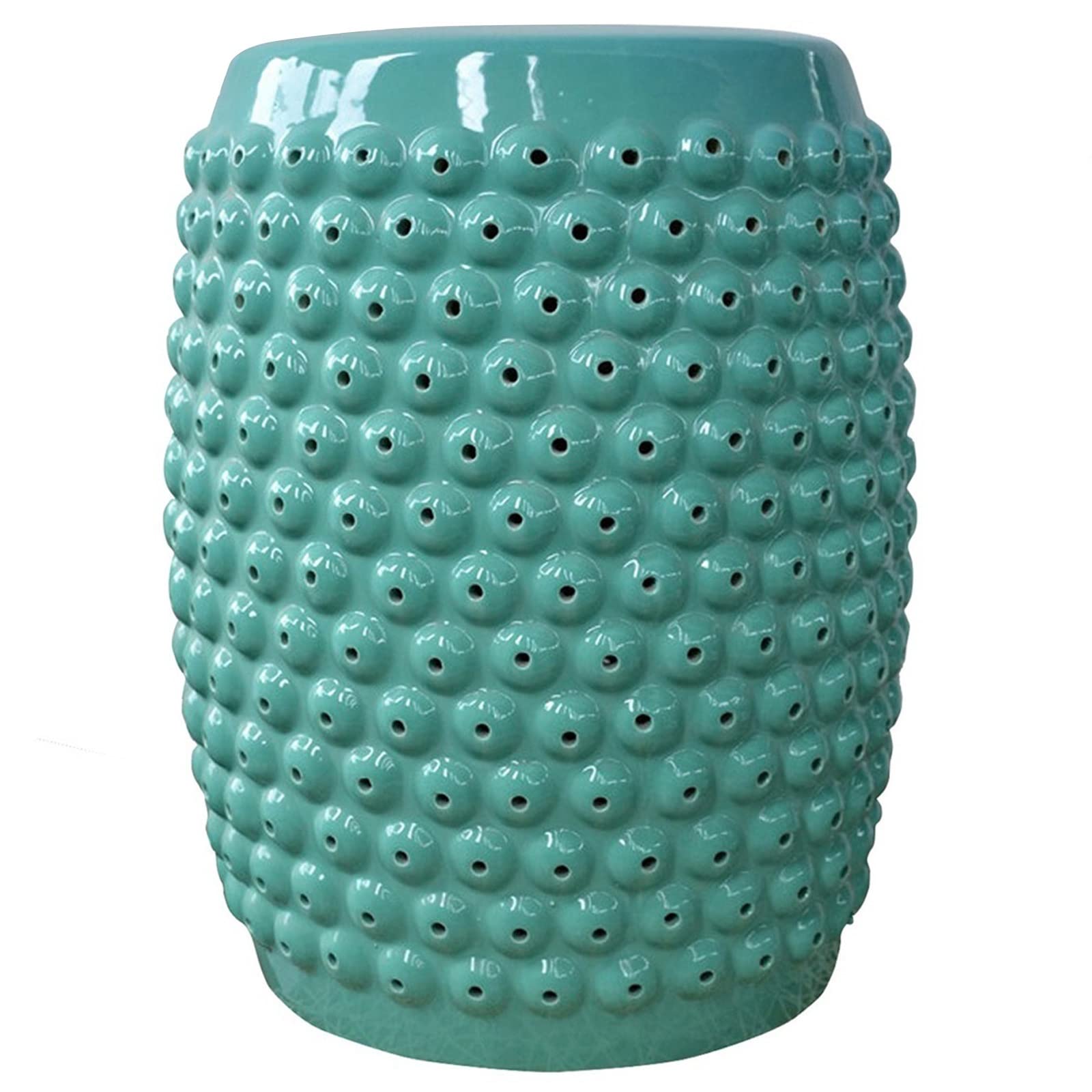 JCAKES Decorative Ceramic Garden Stool, Chinese Style Glazed Pinhole Ceramic Round Stool, Suitable for Living Room, Terrace, Garden, Etc. (Color : Green)