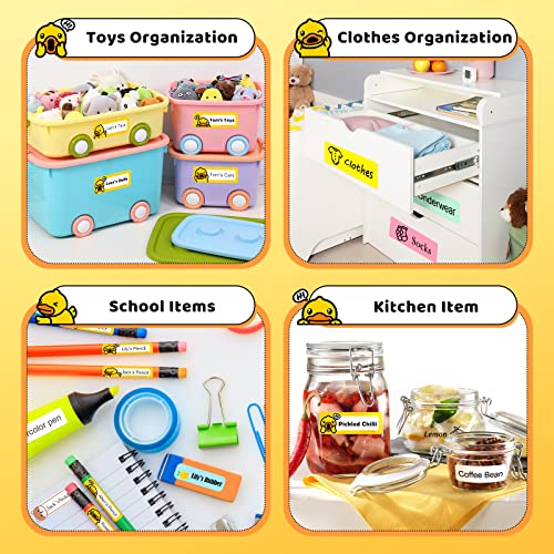 JADENS D110 & B. Duck Label Maker, Portable Bluetooth Label Printer for Storage, Office, Home, Organizing, Mini Cute Label Maker Machine with 1 Roll Cartoon Tape, Sticker Maker, Yellow